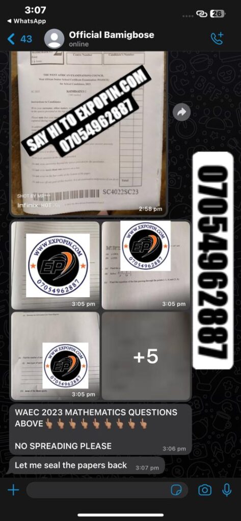 WAEC 2023 MATHEMATICS ANSWERS - Expo Pin