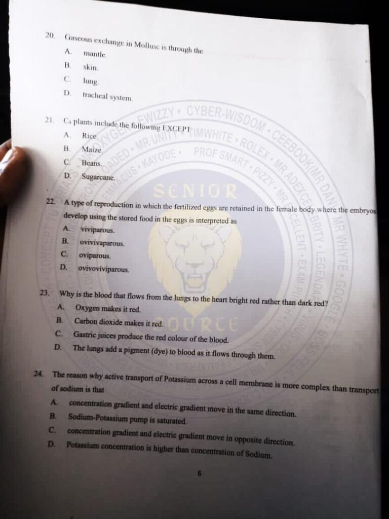 2023 JUPEB BIOLOGY QUESTIONS - Expo Pin