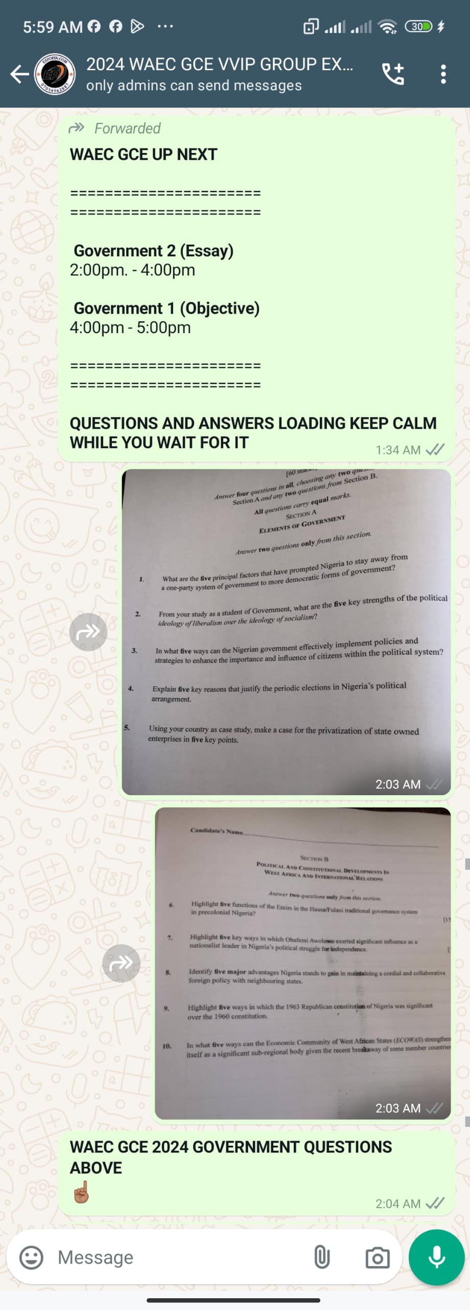 WAEC GCE 2024 GOVERNMENT QUESTIONS AND ANSWERS - Expo Pin