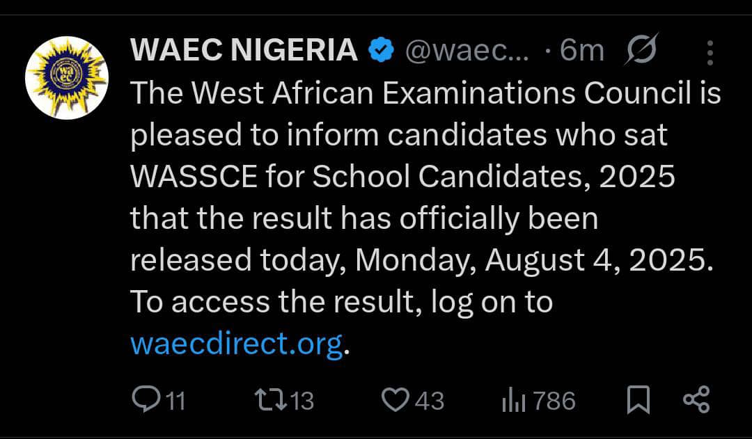 WAEC 2025 RESULTS RELEASED - Expo Pin