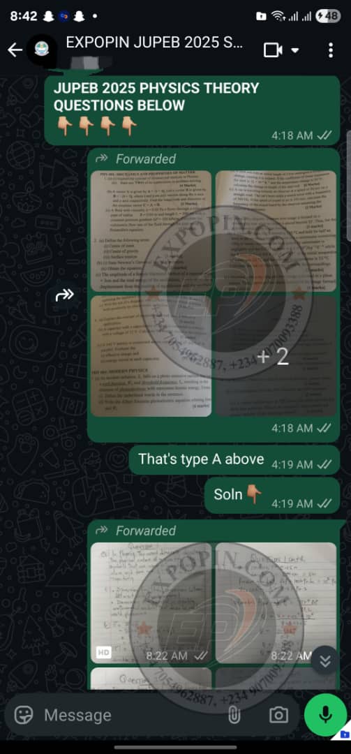 JUPEB 2025 PHYSICS QUESTIONS - Expo Pin