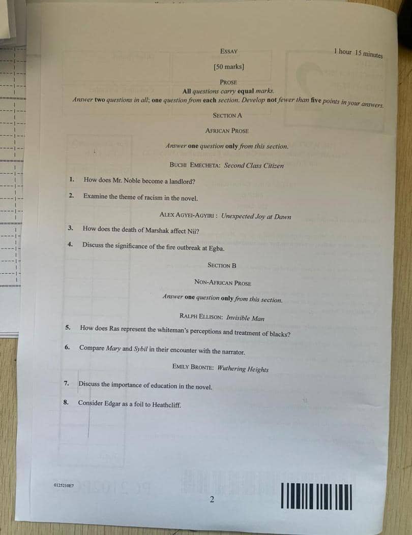 WAEC GCE 2025 LITERATURE QUESTIONS - Expo Pin