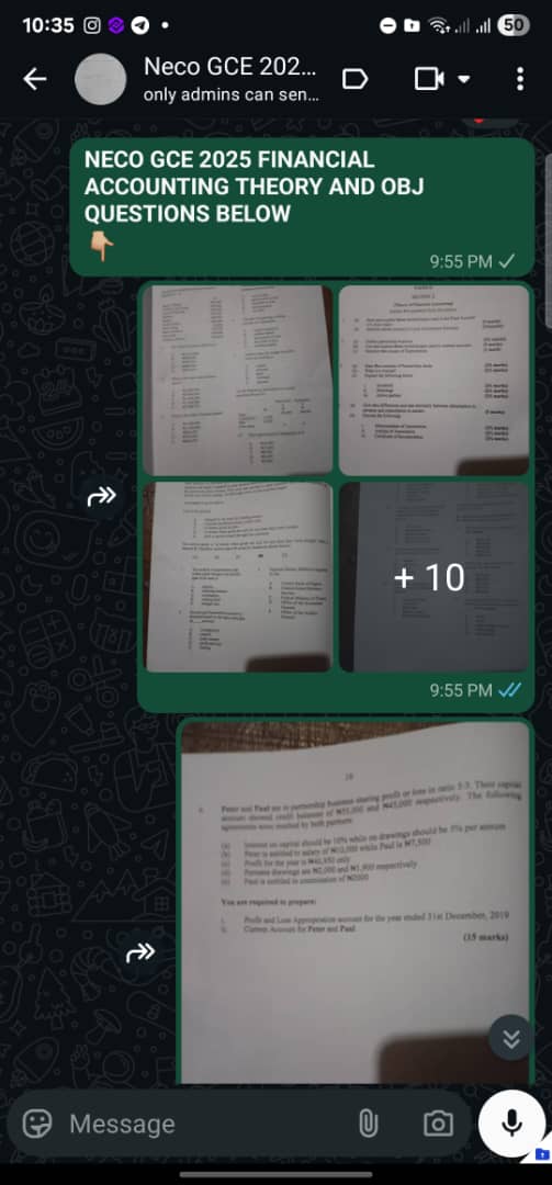 NECO GCE 2025 F/ACCOUNTING QUESTIONS - Expo Pin